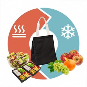 Lunch Bag for Women/Men/Adult, Portable/Reusable Lunch Box, Simple Waterproof Insulated Cooler Tote Bag (Black)