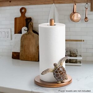 Turtle Paper Towel Holder - Beach House Decor Cute Paper Towel Holder Stand Wood Sea Turtle Decor, Unique Kitchen Towel Holder Countertop Coastal Decor for Home, Ocean Decor Sea Turtle Gifts for Women