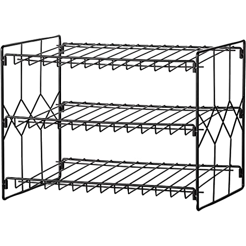 Collections Etc Can Storage Organizer Rack, 3-Tier Storage and Space Saving Pantry or Kitchen Solution, Black