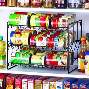 Collections Etc Can Storage Organizer Rack, 3-Tier Storage and Space Saving Pantry or Kitchen Solution, Black