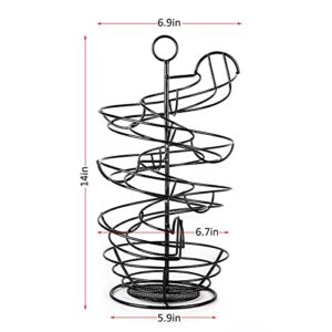 Black Metal Egg Skelter, Spiral Design Egg Dispenser Rack Holder with Storage Basket for Countertop, Kitchen