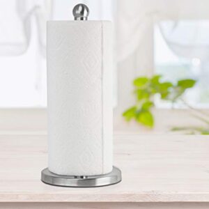 Stainless Steel Kitchen Paper Towel Holder Dispenser - Weighted Base - Sturdy, Durable, Rust-Proof - Single Easy One-Handed Tear - Fits Standard or Jumbo-Sized Rolls