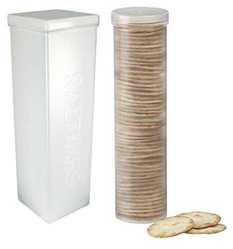 Home-X Set of 2 - Saltine Cracker Sleeve Storage Container/Cookie Stay Fresh Keeper, 1 Round and 1 Square