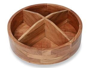 blackridge home 12 inch acacia wood large lazy susan organizer with removable dividers, 1, 2 or 4 sections, wooden lazy susan for table, wood lazy susan turntable, kitchen, cabinet, counter or pantry