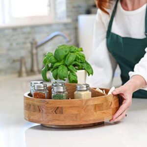 BlackRidge Home 12 inch Acacia Wood Large Lazy Susan Organizer with Removable Dividers, 1, 2 or 4 Sections, Wooden Lazy Susan for Table, Wood Lazy Susan Turntable, Kitchen, Cabinet, Counter or Pantry