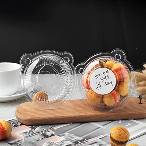 Zezzxu 100 Pack Individual Cupcake Containers Single Disposable Clear Plastic Dome Cupcake Holders Cake Boxes Muffin Case Cups Pods