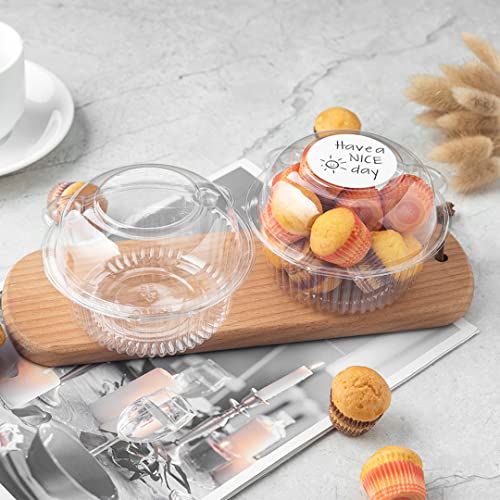 Zezzxu 100 Pack Individual Cupcake Containers Single Disposable Clear Plastic Dome Cupcake Holders Cake Boxes Muffin Case Cups Pods