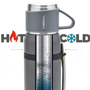 BALIBETOV Camping Thermos for Mate - Vacuum Insulated With Double Stainless Steel Wall- A Mate Thermos Specially Designed as Mate Argentino Kit that includes Bombilla and Mate Cup (Gray)