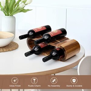 Wooden Wine Racks Countertop, 8 Bottles Acacia Wine Rack Inserts for Cabinet, Wine Bottle Holder Stand Freestanding Wine Storage Shelf for Home Décor and Wine Gifts, No Need Assembly