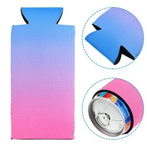 18 Pieces Slim Can Cooler Drink Sleeves Holder Insulated Neoprene Can Sleeves Neoprene Slim Beer Can Sleeves Tall Coffee Cup Sleeve Insulated Sleeves Reusable Cup Cover (12 oz, Gradient)