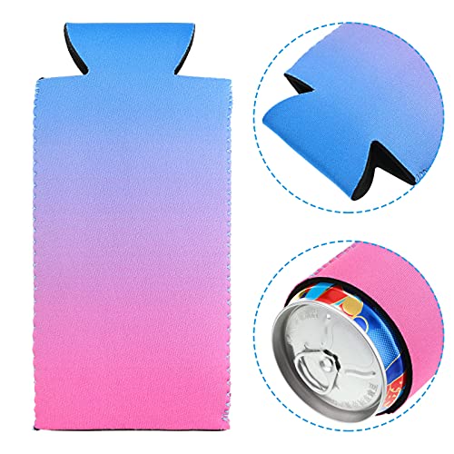 18 Pieces Slim Can Cooler Drink Sleeves Holder Insulated Neoprene Can Sleeves Neoprene Slim Beer Can Sleeves Tall Coffee Cup Sleeve Insulated Sleeves Reusable Cup Cover (12 oz, Gradient)