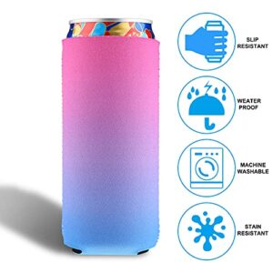 18 Pieces Slim Can Cooler Drink Sleeves Holder Insulated Neoprene Can Sleeves Neoprene Slim Beer Can Sleeves Tall Coffee Cup Sleeve Insulated Sleeves Reusable Cup Cover (12 oz, Gradient)