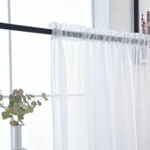 SpaceDresser Basic Rod Pocket Sheer Voile Window Curtain Panels White 1 Pair 2 Panels 52 Width 84 Inch Long for Kitchen Bedroom Children Living Room Yard(White,52 W x 84 L)