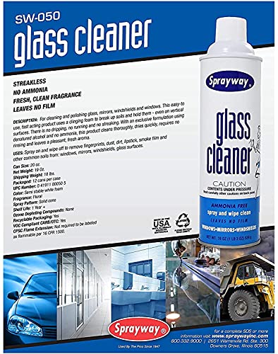 Sprayway Ammonia-Free Glass Cleaner, Foaming Action - Streakless Shine, 1 Count (New & old versions are shipped randomly)