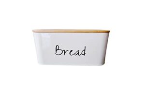 farmhouse essentials high quality metal bread box, vintage design, kitchen countertop bread storage bamboo cutting board/lid