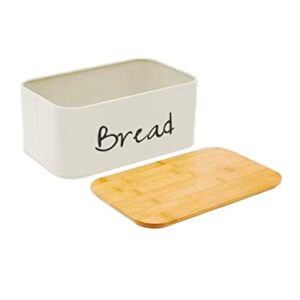 Farmhouse Essentials High Quality Metal Bread Box, Vintage Design, Kitchen Countertop Bread Storage Bamboo Cutting Board/Lid