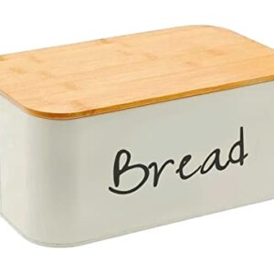 Farmhouse Essentials High Quality Metal Bread Box, Vintage Design, Kitchen Countertop Bread Storage Bamboo Cutting Board/Lid