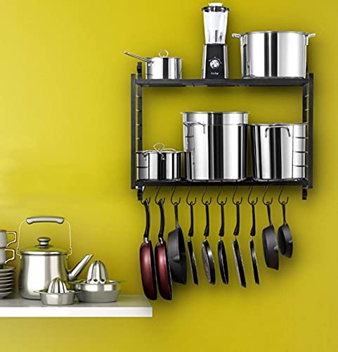 BestVida SparkWorks 2-Tiered Wall Mounted Pot Rack