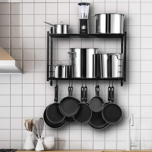 BestVida SparkWorks 2-Tiered Wall Mounted Pot Rack