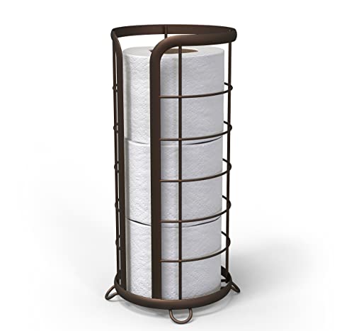 BROOKSTONE, Bronze Toilet Paper Holder, Freestanding Bathroom Tissue Organizer, Minimalistic Storage Solution, Modern & Stylish Design [Holds MEGA Rolls]