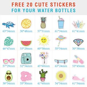 CHILLOUT LIFE 17 oz Insulated Water Bottle with Straw Lid for Kids and Adult + 20 Funny Waterproof Stickers - Perfect for Personalizing Your Kids Metal Water Bottle