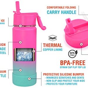 CHILLOUT LIFE 17 oz Insulated Water Bottle with Straw Lid for Kids and Adult + 20 Funny Waterproof Stickers - Perfect for Personalizing Your Kids Metal Water Bottle