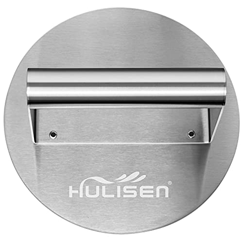 HULISEN Stainless Steel Burger Press, 6.2 inch Round Burger Smasher, Professional Griddle Accessories Kit, Grill Press Perfect for Flat Top Griddle Grill Cooking