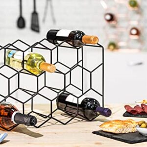 Gusto Nostro Countertop Wine Rack - 14 Bottle Freestanding Modern Black Metal Small Wine Rack - 3 Tier Tabletop Wine Holder Stand for Cabinet, Pantry, Wine Bottle Storage - No Assembly Required