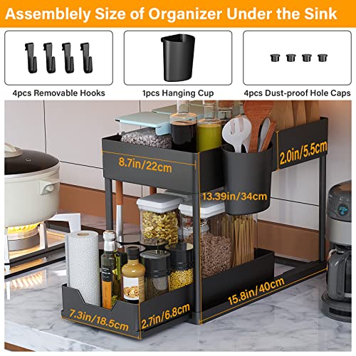 YOYODEES Under-Sink Organizers 2-Tier Kitchen Bathroom Storage Rack Cabinet Storage Organization Double Shelf Drawer Pull-out Organizers