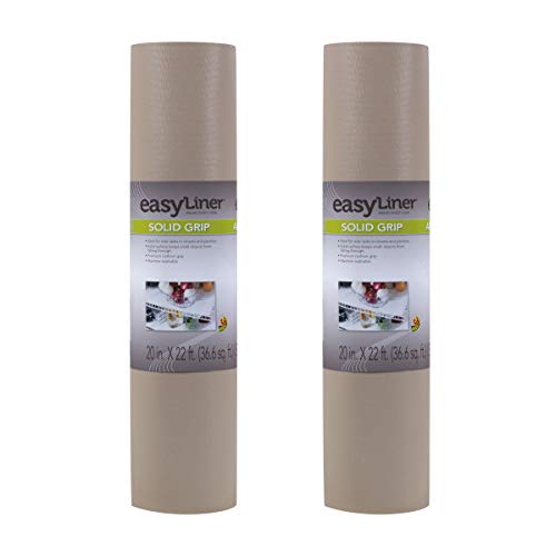 Duck Solid Grip EasyLiner Shelf Liner, 20 in x 22 ft, Taupe, 2 Rolls