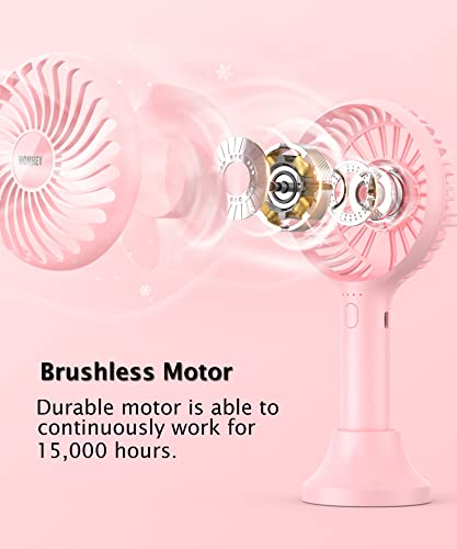 HonHey Handheld Fan Portable, Mini Hand Held Fan with USB Rechargeable Battery, 4 Speed Personal Desk Table Fan with Base, 3-10 Hours Operated Small Makeup Eyelash Fan for Women Girls Kids Outdoor