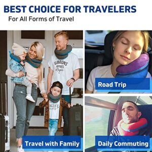 BCOZZY Neck Pillow for Travel Provides Double Support to The Head, Neck, and Chin in Any Sleeping Position on Flights, Car, and at Home, Comfortable Airplane Travel Pillow, Large, Navy