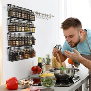 ZICOTO Farmhouse Style Hanging Spice Racks For Wall Mount - Easy To Install Set of 4 Space Saving Racks - The Ideal Seasoning Organizer For Your Kitchen