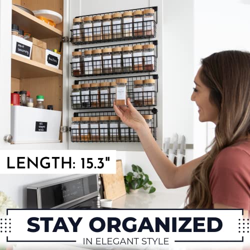 ZICOTO Farmhouse Style Hanging Spice Racks For Wall Mount - Easy To Install Set of 4 Space Saving Racks - The Ideal Seasoning Organizer For Your Kitchen