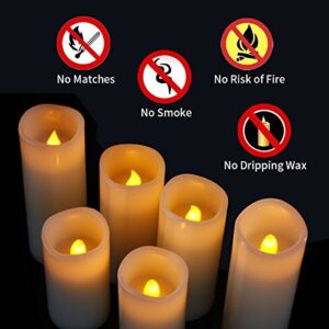 Flameless Flickering Battery Operated Candles 4" 5" 6" 7" 8" 9" Set of 9 Ivory Real Wax Pillar LED Candles with 10-Key Remote and Cycling 24 Hours Timer (Ivory 9 Pack)