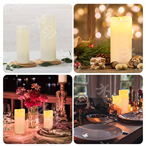 Flameless Flickering Battery Operated Candles 4" 5" 6" 7" 8" 9" Set of 9 Ivory Real Wax Pillar LED Candles with 10-Key Remote and Cycling 24 Hours Timer (Ivory 9 Pack)