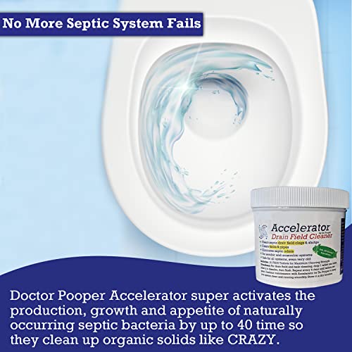 Drain Field Cleaner by Dr. Pooper - Clears Septic System Leach & Drain Field of Clogs & Sludge in 7 to 10 Days - Eliminates Odors & Septic Waste - Keeps Total System Clean, Easy Flush, Fast Dissolving Tablets - Safe for All Systems