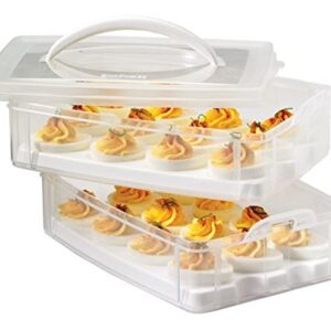 Snapware Snap 'N Stack Portable Storage Carrier with Lid for Eggs, BPA-Free Egg Holders, Dessert Carrier with Stackable Trays, Microwave, Freezer and Dishwasher Safe