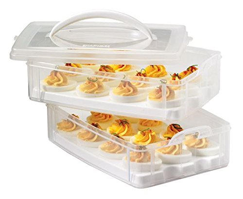 Snapware Snap 'N Stack Portable Storage Carrier with Lid for Eggs, BPA-Free Egg Holders, Dessert Carrier with Stackable Trays, Microwave, Freezer and Dishwasher Safe