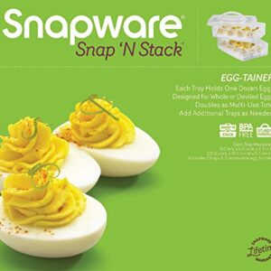 Snapware Snap 'N Stack Portable Storage Carrier with Lid for Eggs, BPA-Free Egg Holders, Dessert Carrier with Stackable Trays, Microwave, Freezer and Dishwasher Safe