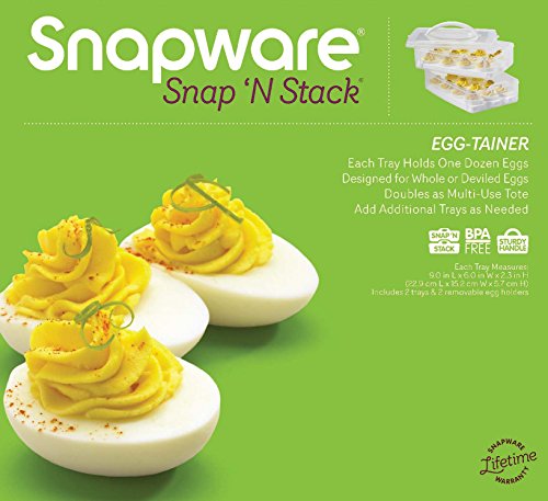 Snapware Snap 'N Stack Portable Storage Carrier with Lid for Eggs, BPA-Free Egg Holders, Dessert Carrier with Stackable Trays, Microwave, Freezer and Dishwasher Safe