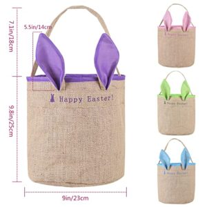 4 Pack Easter Bunny Basket Bags Gift Basket Easter Bag Bunny Ear Bag Tote Bag for Egg Hunting Candy and Gifts Carry Bucket (Easter Bunny Bag 01)