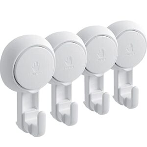 marchpower shower suction cup hooks- 4 pack reusable heavy duty vacuum suction hooks, waterproof bathroom wall bathtub loofah hooks, strong window glass wreath hanger, removable kitchen towel holder