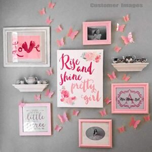 24pcs 3D Butterfly Removable Mural Stickers Wall Stickers Decal for Home and Room Decoration (Pink)