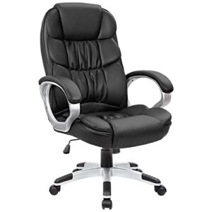 homall office chair high back computer chair ergonomic desk chair, pu leather adjustable height modern executive swivel task chair with padded armrests and lumbar support (black)