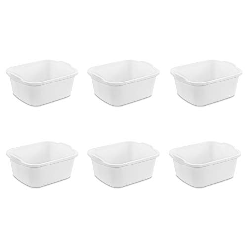 Sterilite 648806 18 Quart Dishpan, White - Pack of 6