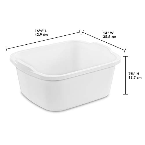 Sterilite 648806 18 Quart Dishpan, White - Pack of 6