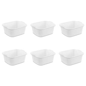 Sterilite 648806 18 Quart Dishpan, White - Pack of 6