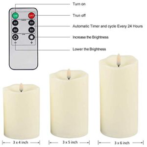 ANGELLOONG Flickering Flameless Candles, Most Realistic LED Candles with Remote and Timer, Set of 3 Battery Operated Candles for Valentines Home Wedding Birthday Decoration