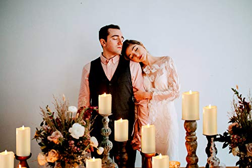 ANGELLOONG Flickering Flameless Candles, Most Realistic LED Candles with Remote and Timer, Set of 3 Battery Operated Candles for Valentines Home Wedding Birthday Decoration